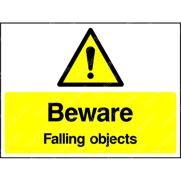 Beware falling objects sign