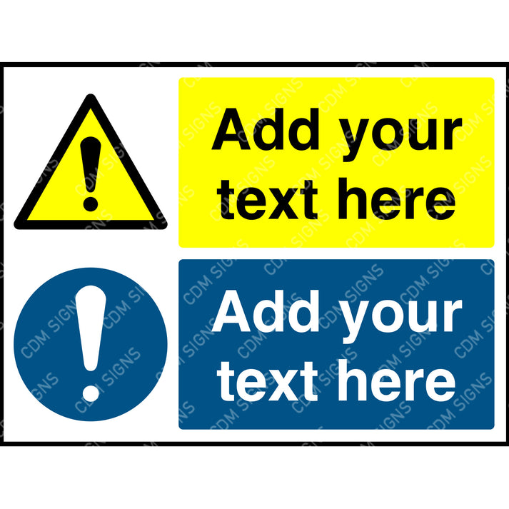 Warning & Mandatory - Customisable text (landscape) – Cdmsigns