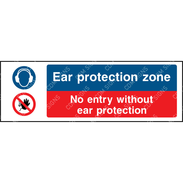 Ear protection zone No entry without ear protection sign